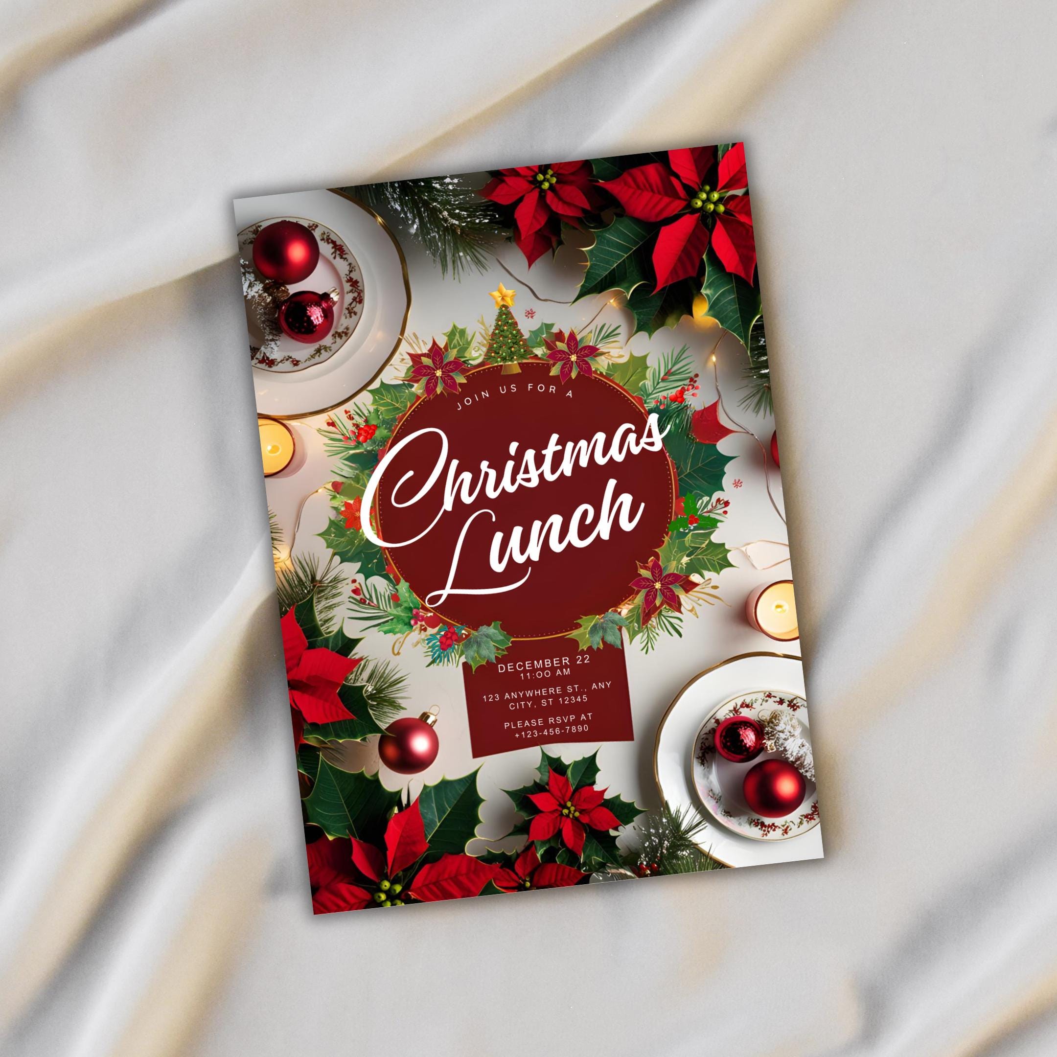 Editable Christmas Luncheon Invitation - Xmas Lunch Invitation, Santa ...