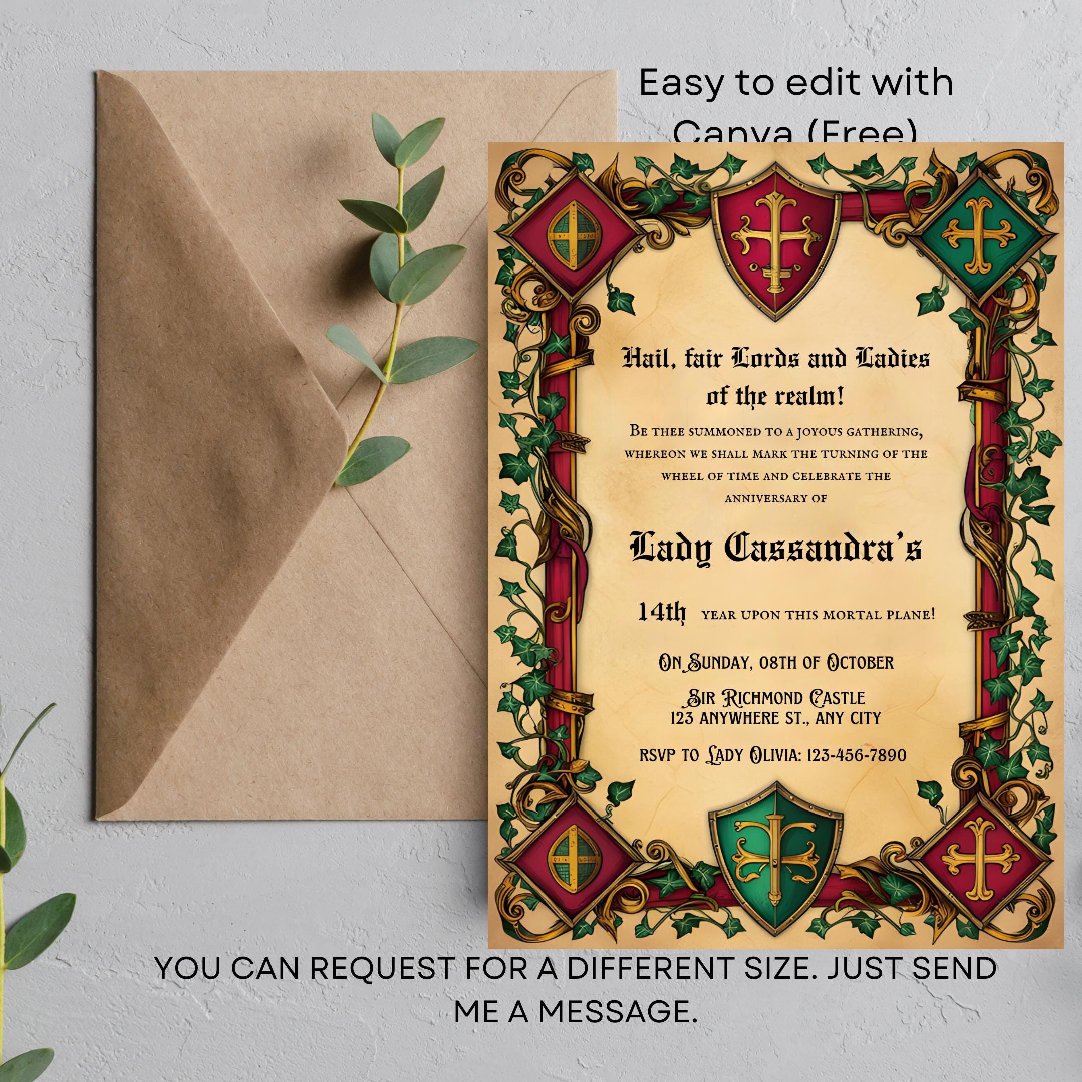 Medieval Party Invite, Medieval Invite, Medieval Renaissance Invitation ...