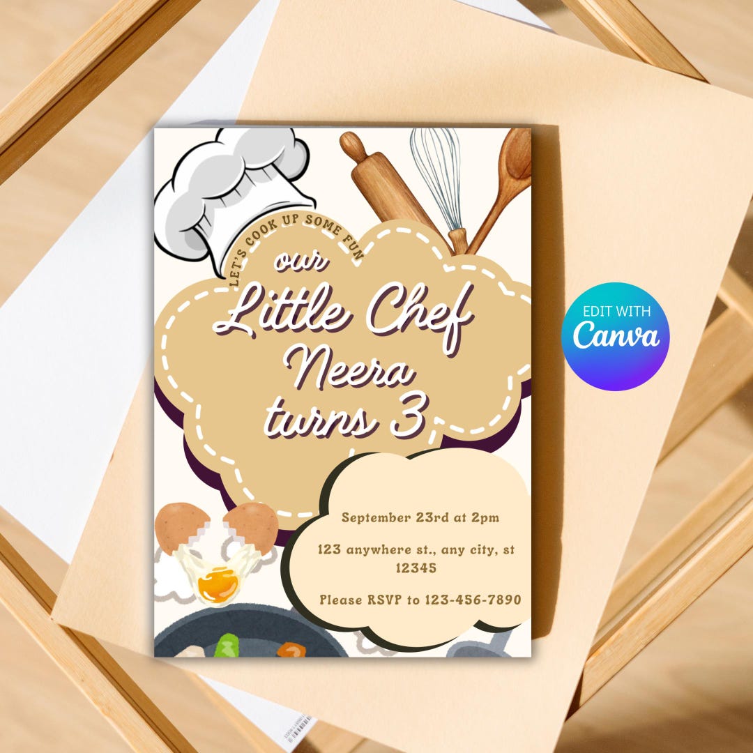 Cooking Class Invitation | Printable Birthday & Bake off Invite | Our ...