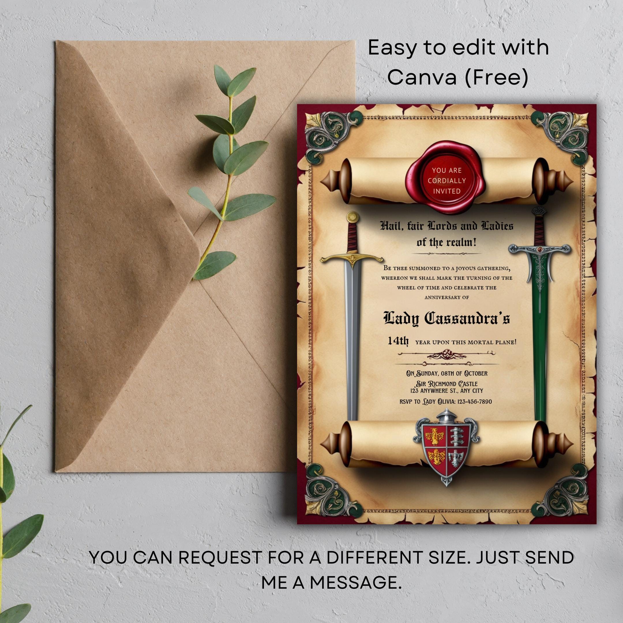 Medieval Party Invite - DND, Renaissance, Birthday Scroll Invitations ...