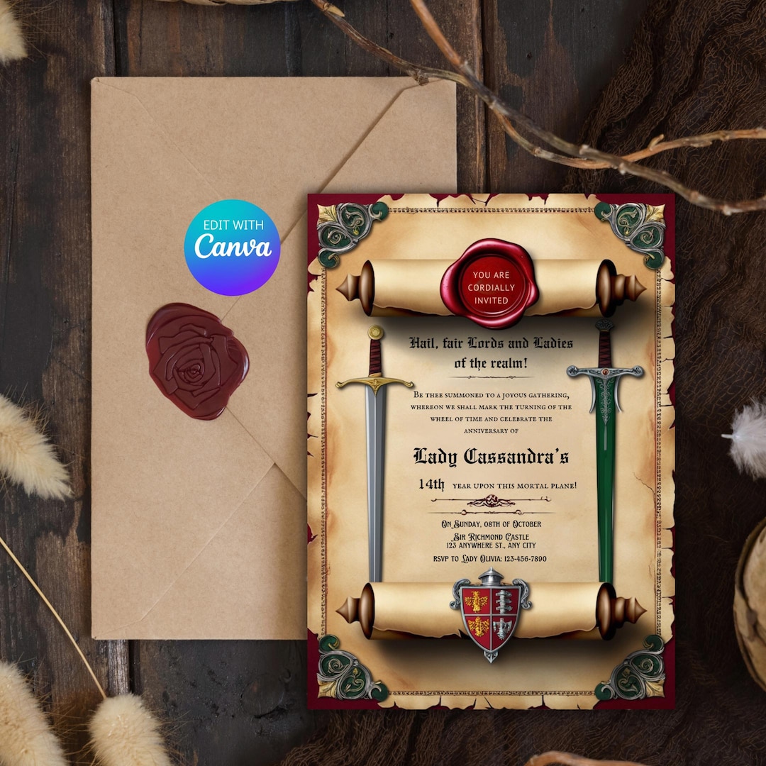 Medieval Party Invite - DND, Renaissance, Birthday Scroll Invitations ...