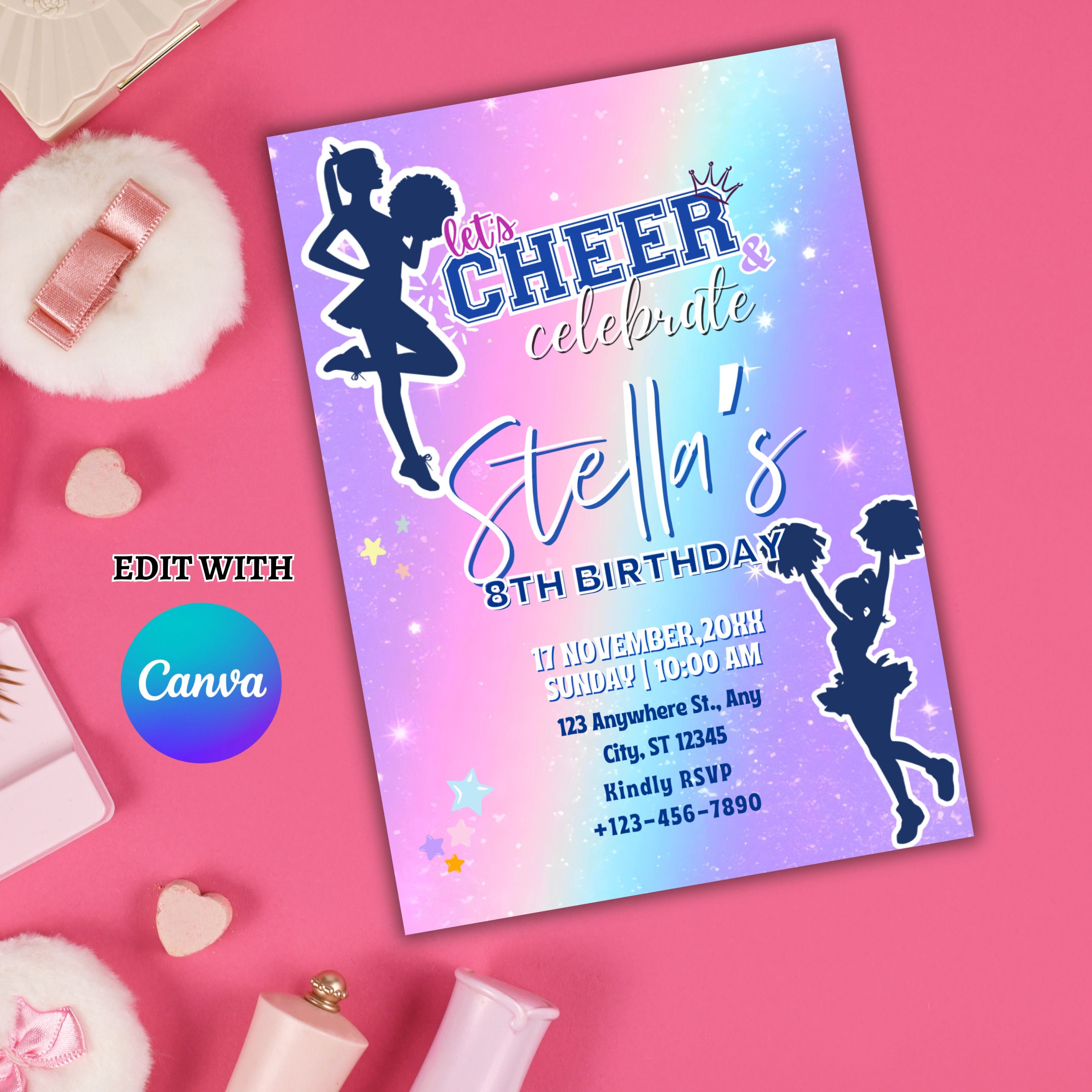 Cheerleader Birthday Invitation Cheerleader Invitation Cheerleader ...