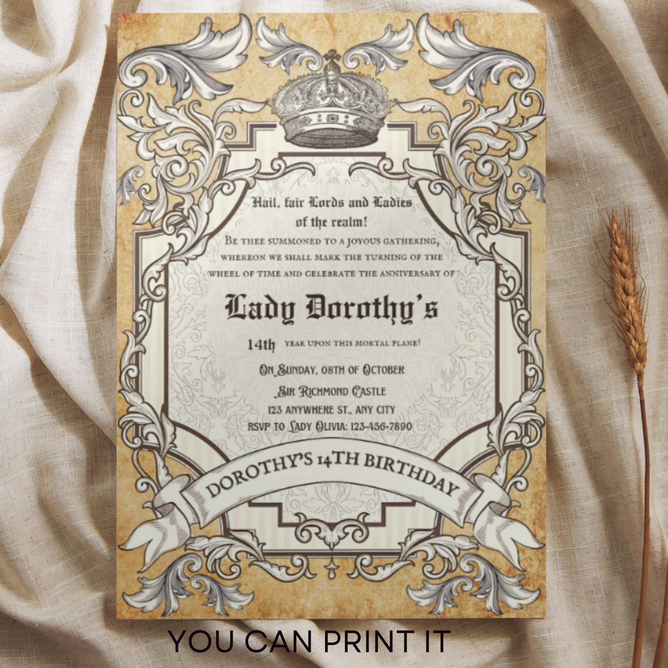 Medieval Party Invite, Medieval Invite, Medieval Renaissance Invitation ...