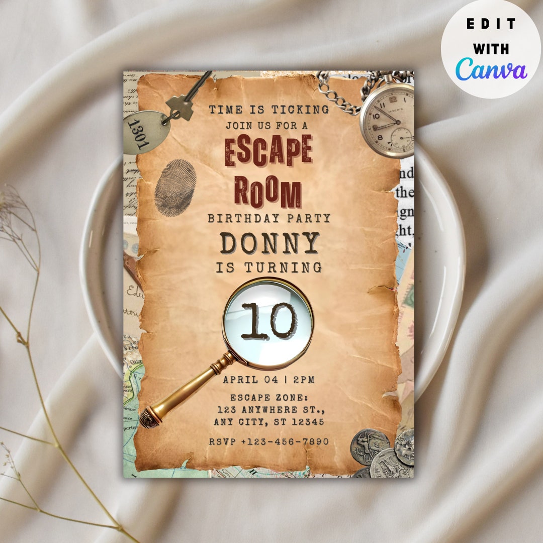 Escape Room Invite, Escape Room Birthday Party Invitation, Escape Room ...