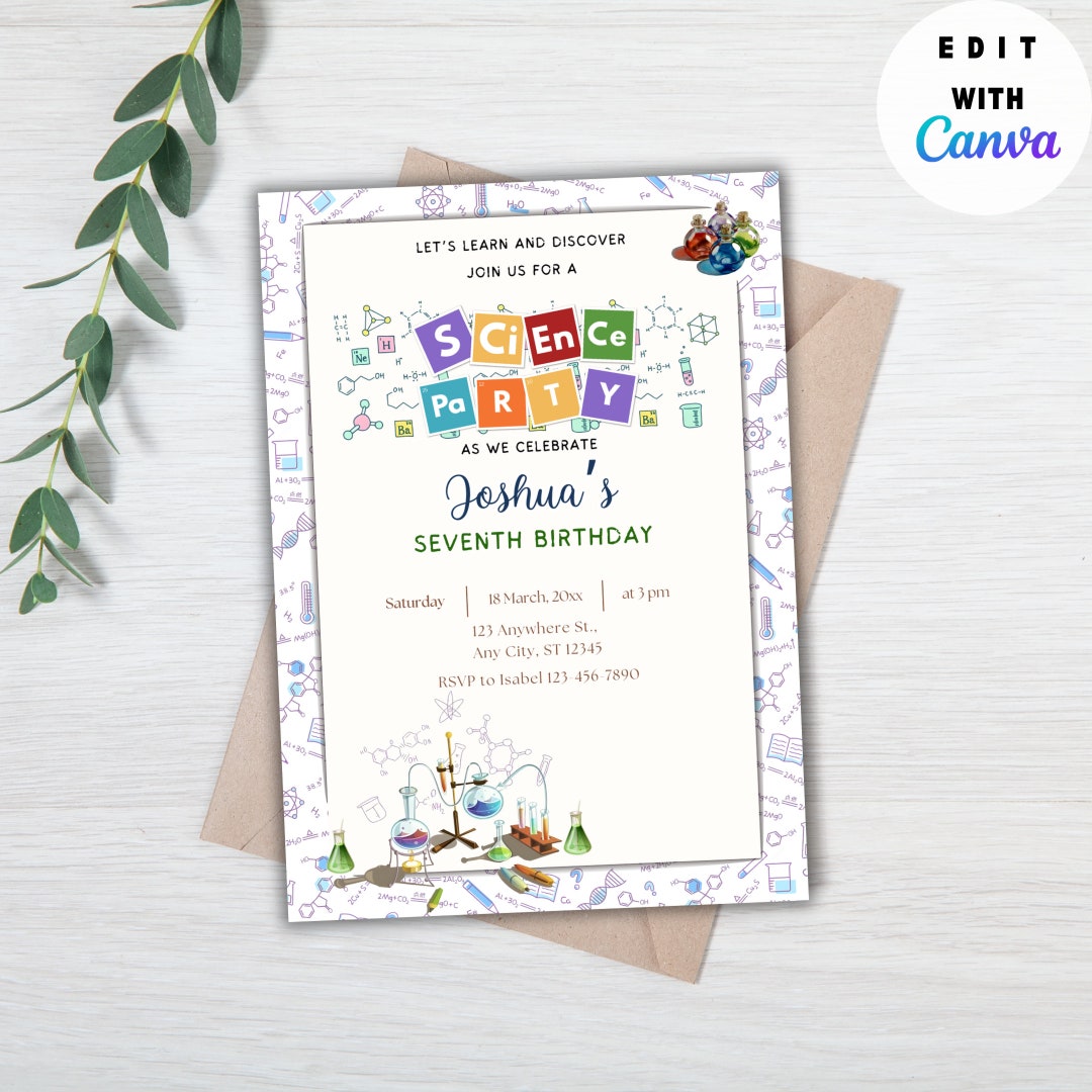 Science Party Invite, Science Birthday Party Invitation, Mad Scientist ...