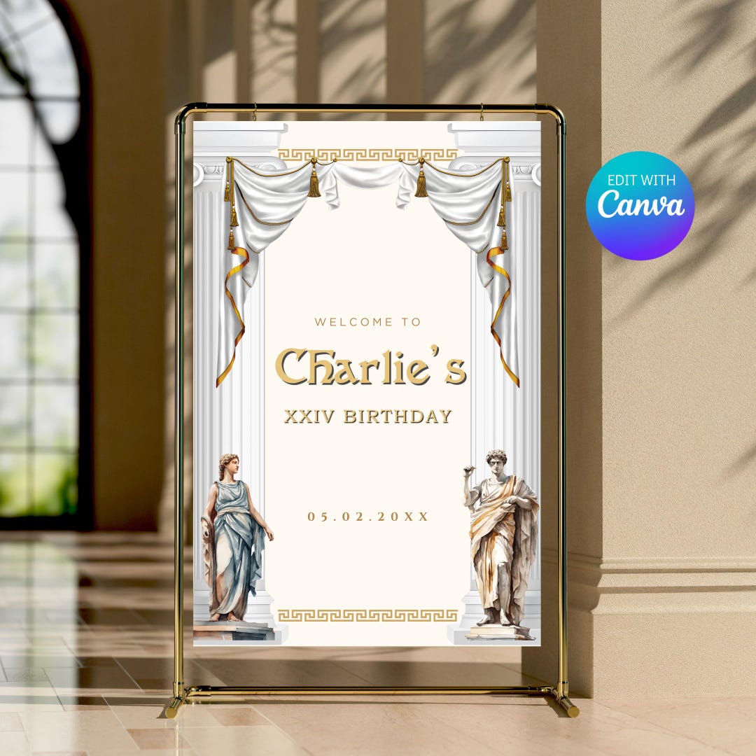 Toga Party Welcome Sign Ancient Rome Party Ancient Greece Event Toga ...