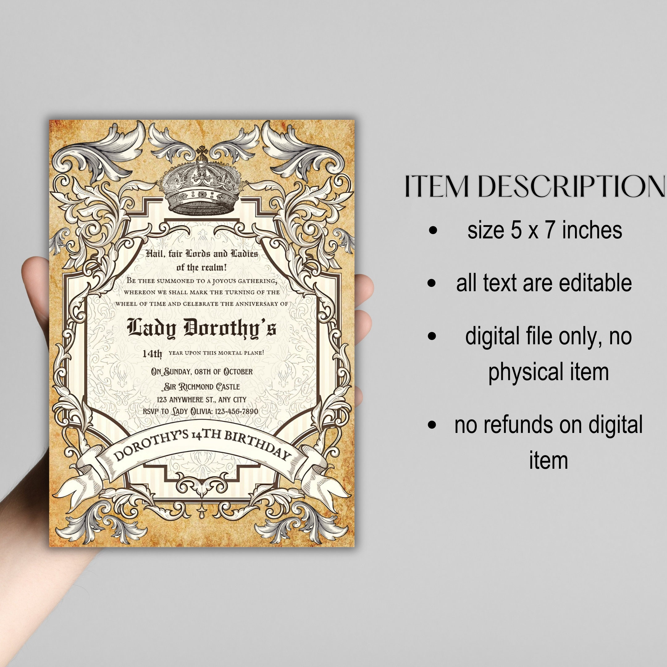 Medieval Party Invite, Medieval Invite, Medieval Renaissance Invitation ...