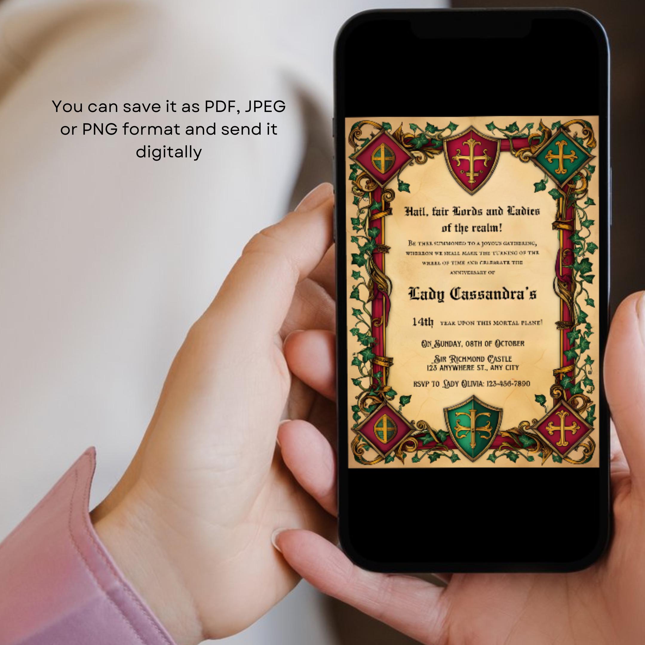 Medieval Party Invite, Medieval Invite, Medieval Renaissance Invitation ...