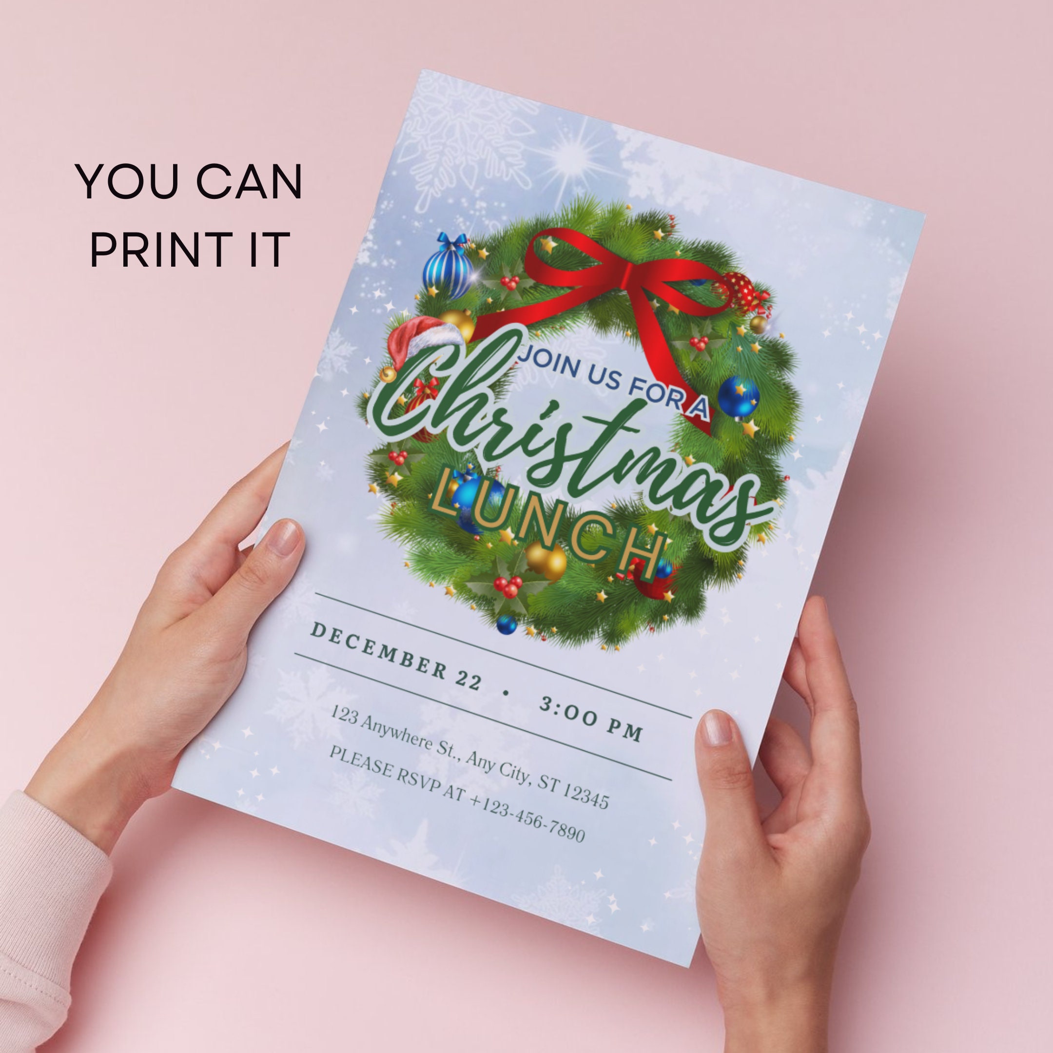 Editable Christmas Luncheon Invitation - Xmas Lunch Invitation, Santa ...