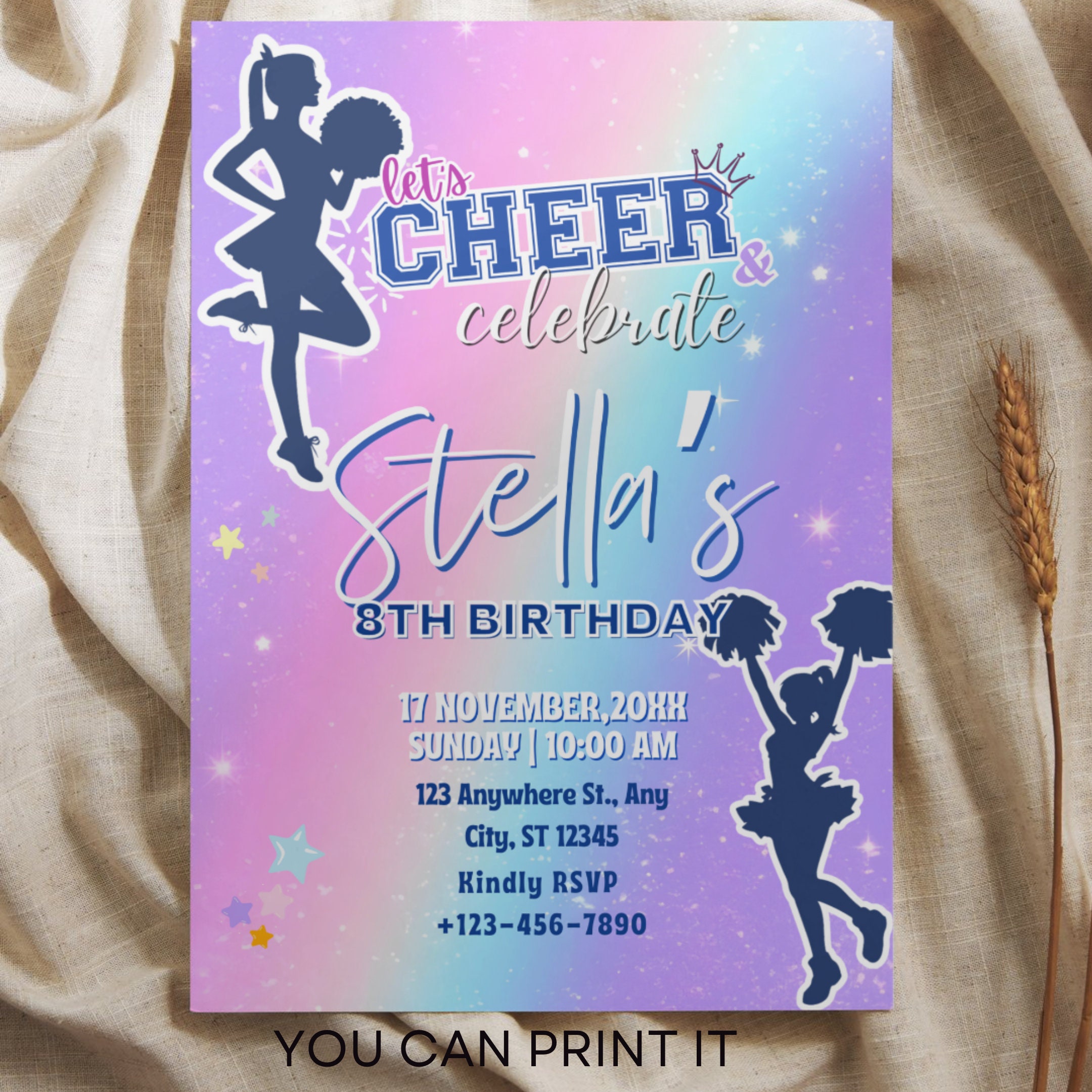 Cheerleader Birthday Invitation Cheerleader Invitation Cheerleader ...