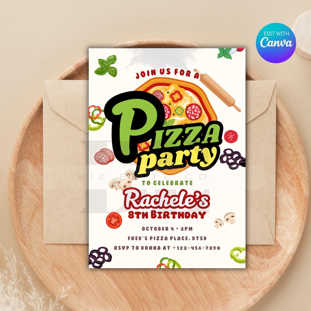 Pizza Party Invitation Printable Pizza Night Evite Customizable Pizza ...