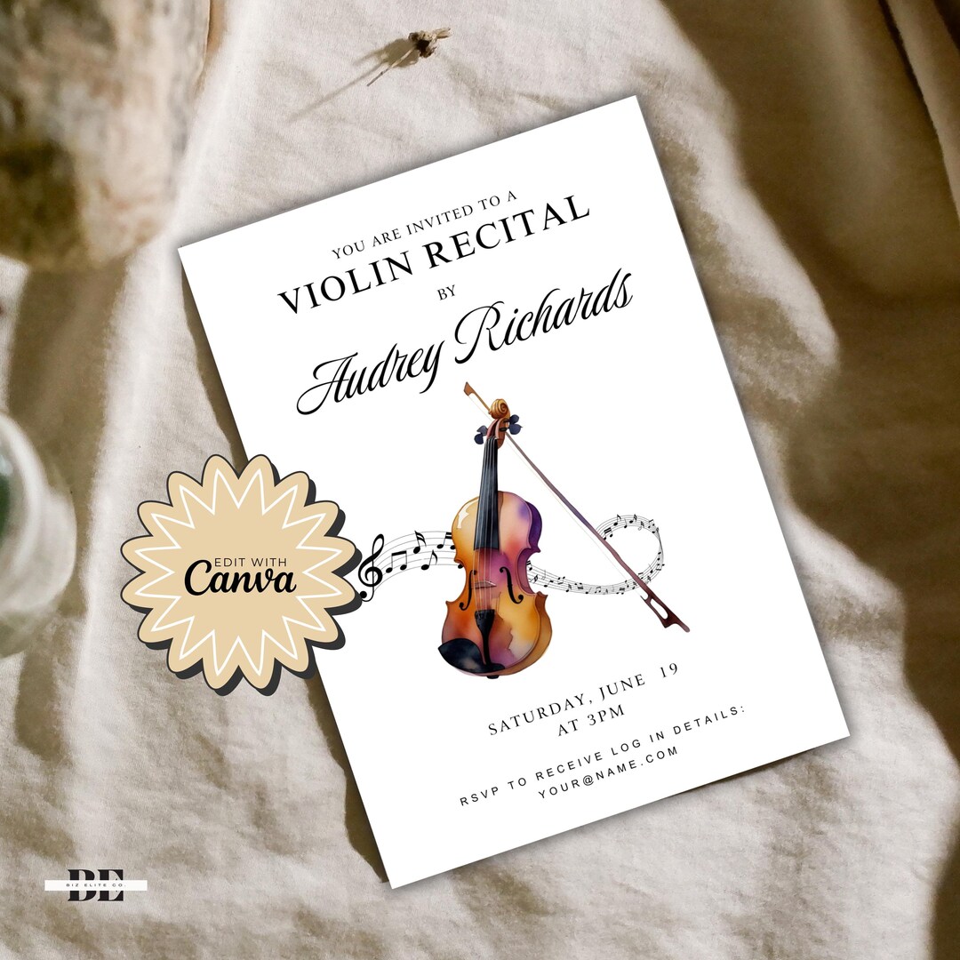 Violin Recital Invitation Printable, Music & Cello Recital Digital ...