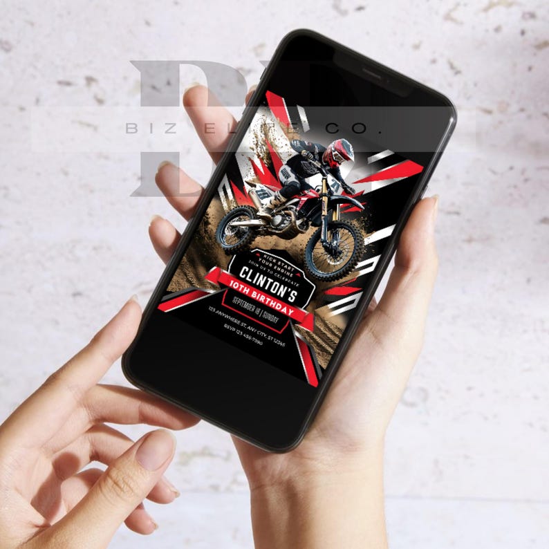 Motocross Invitation | Motorcycle Birthday Invite | Dirt Bike Party ...