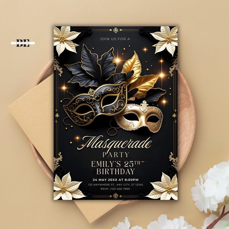 Masquerade Ball Invite, Masquerade Invitation, Masquerade Ball Editable ...