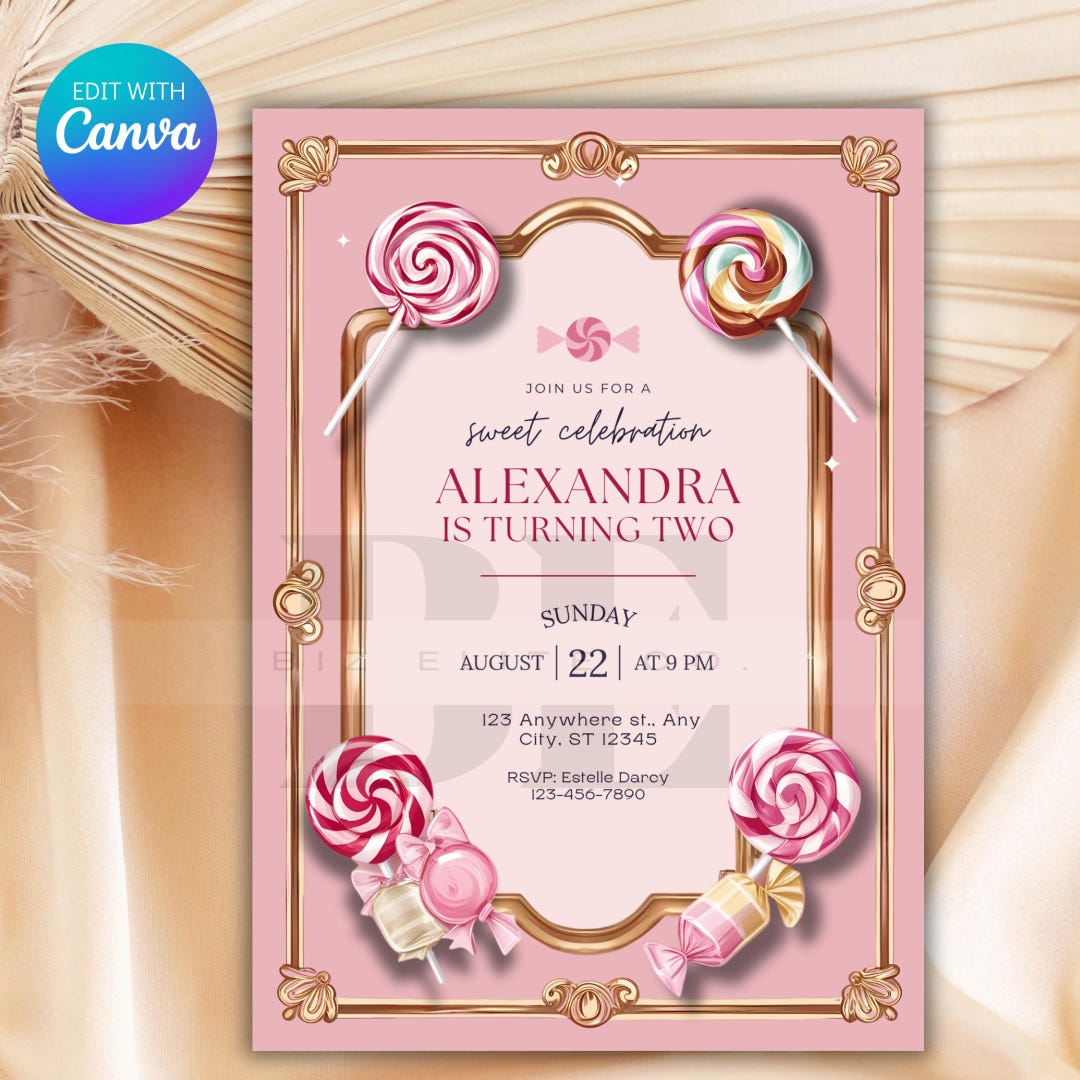 Candy Land Invite Candy Land Invitation Template Candyland Themed ...