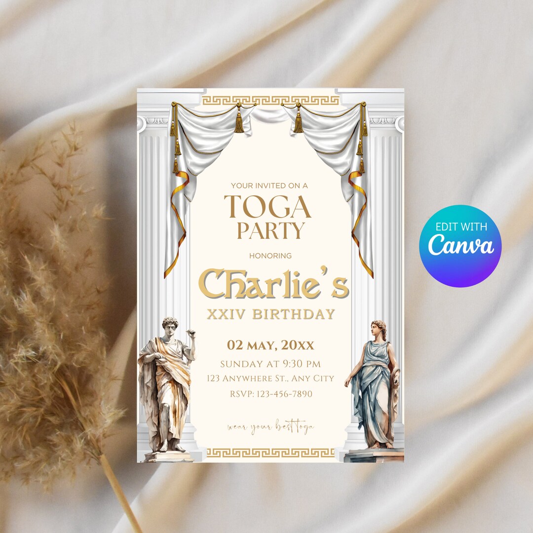 Toga Party Invitation - Ancient Rome Party Ancient Greece Event Toga ...