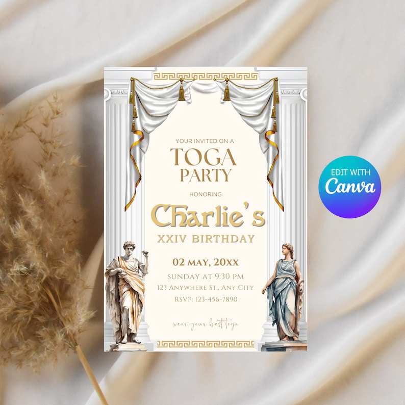 Toga Party Invitation - Ancient Rome Party Ancient Greece Event Toga ...