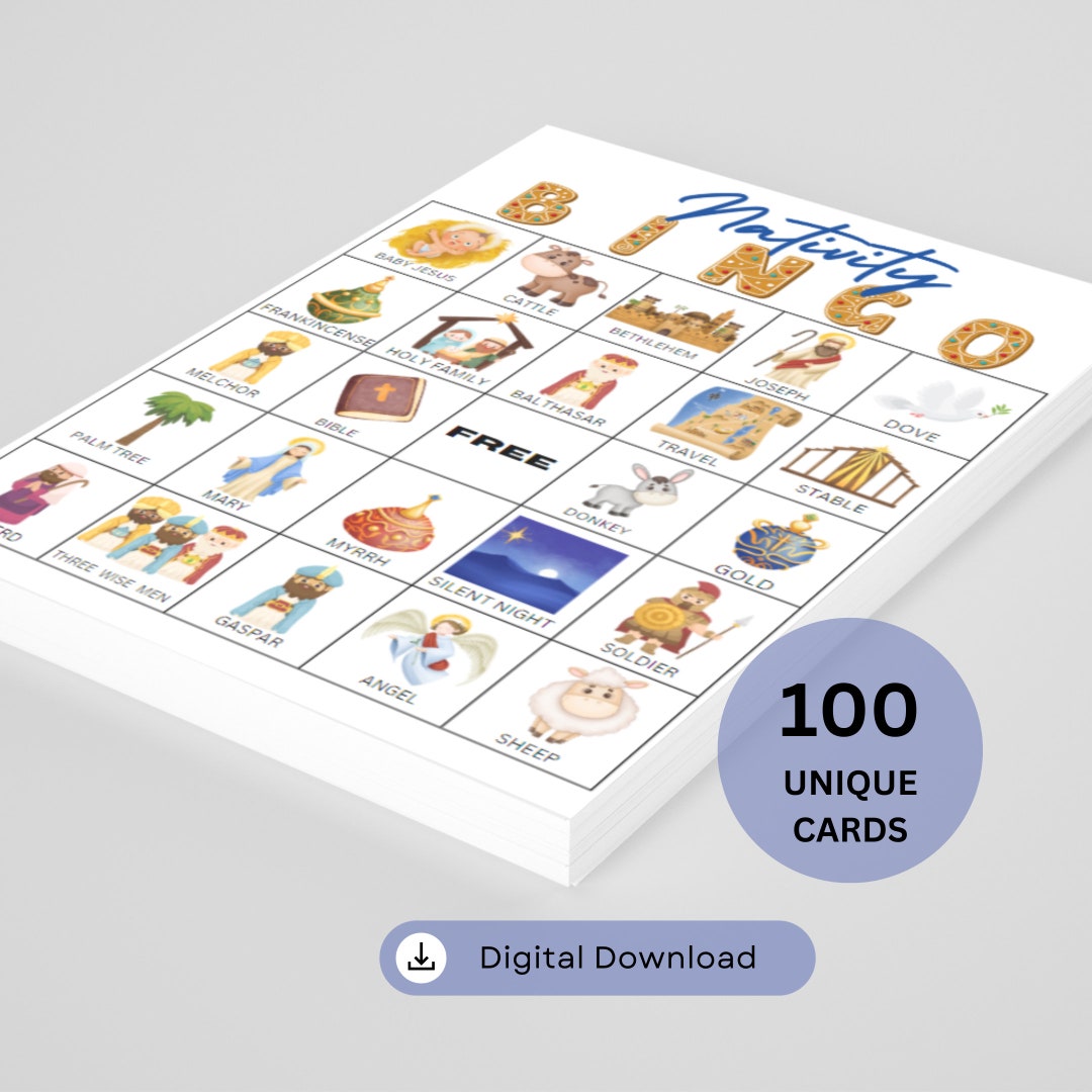 Nativity Christmas Bingo Cards Unique Printables for Kids - Etsy