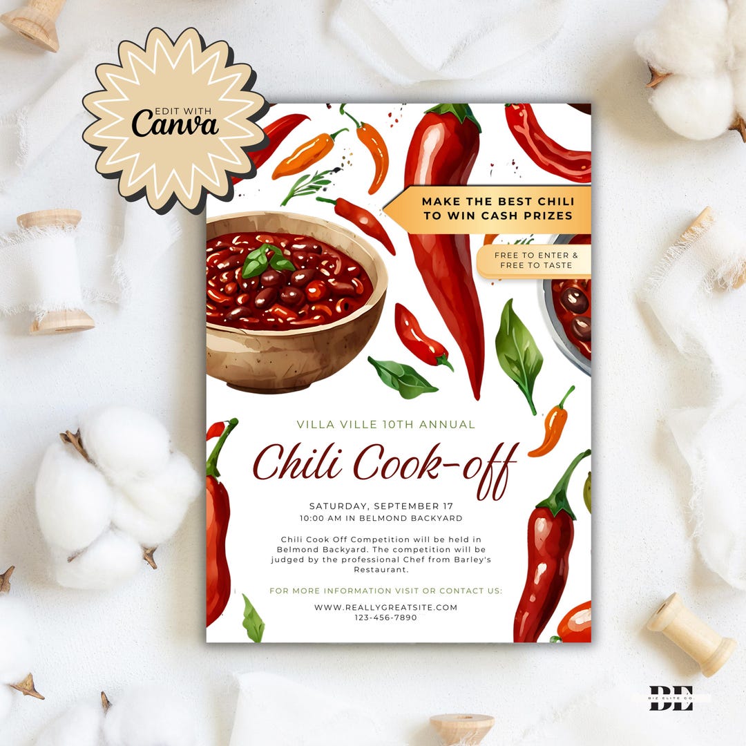 Chili Cook off Flyer, Cook off Flyer, Chili Cook off Contest Template ...