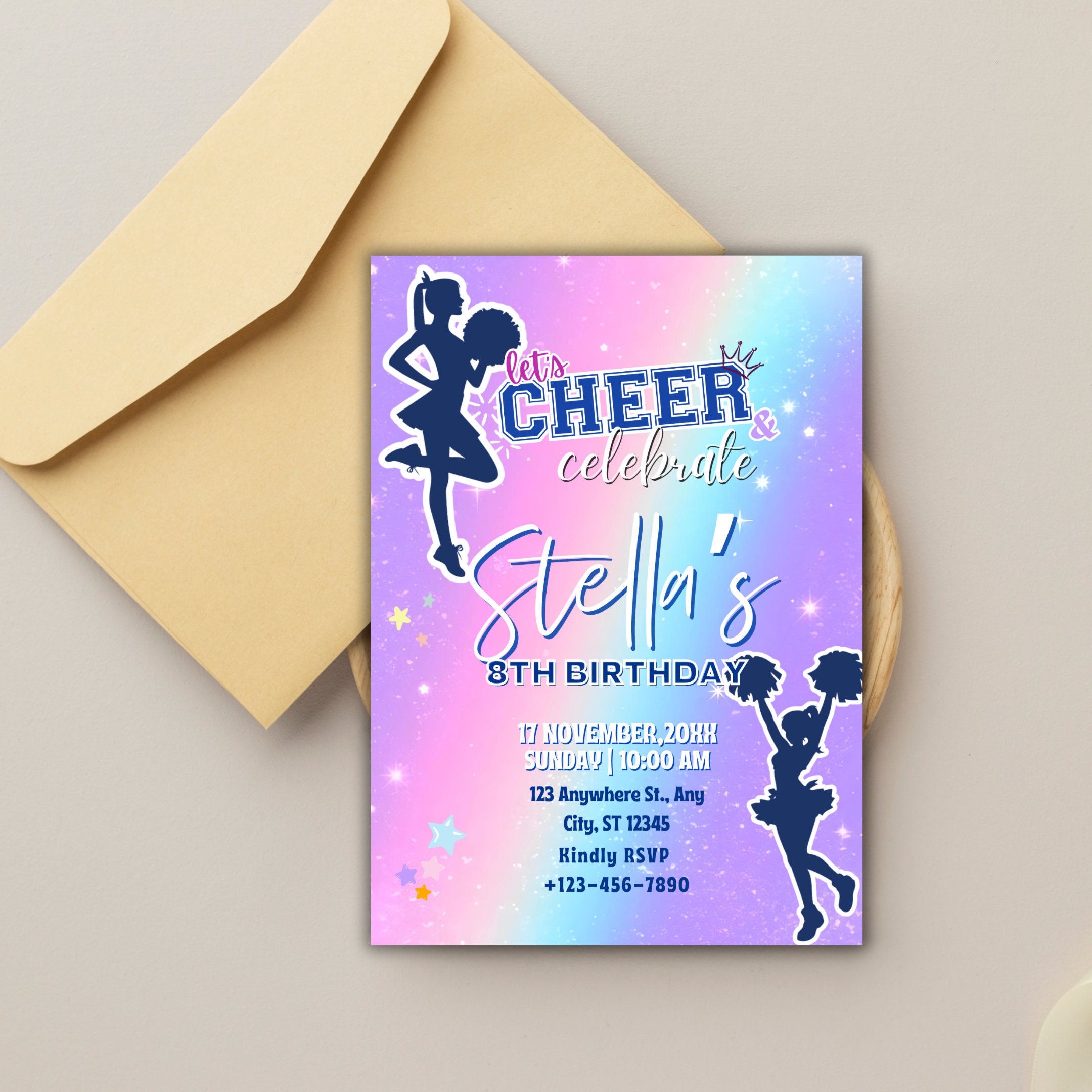 Cheerleader Birthday Invitation Cheerleader Invitation Cheerleader ...
