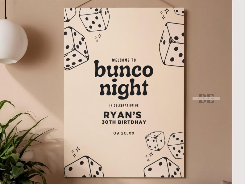 Bunco Party Welcome Sign, Printable Dice Game Welcome Sign, Fun Bunco ...