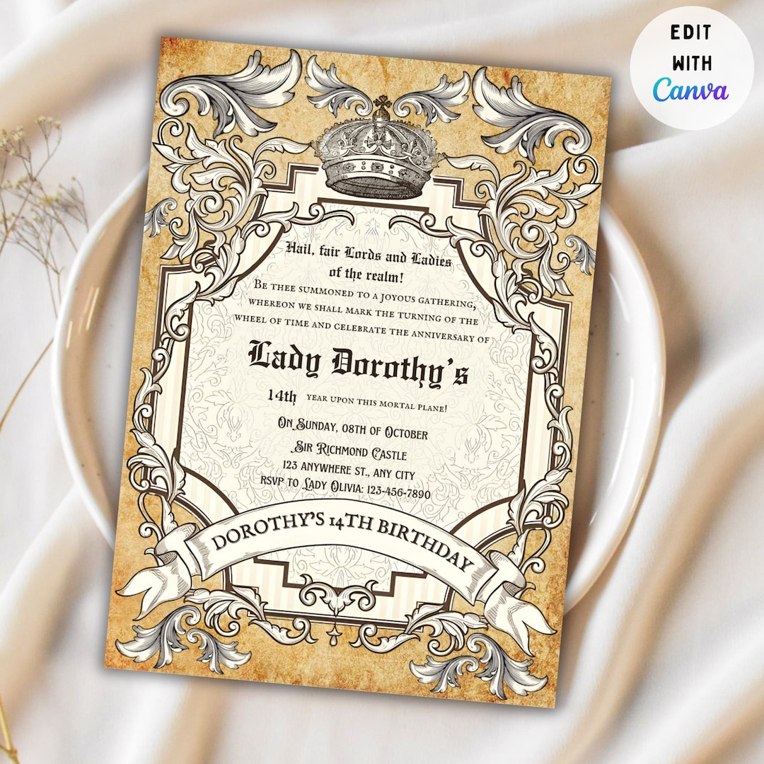 Medieval Party Invite, Medieval Invite, Medieval Renaissance Invitation ...