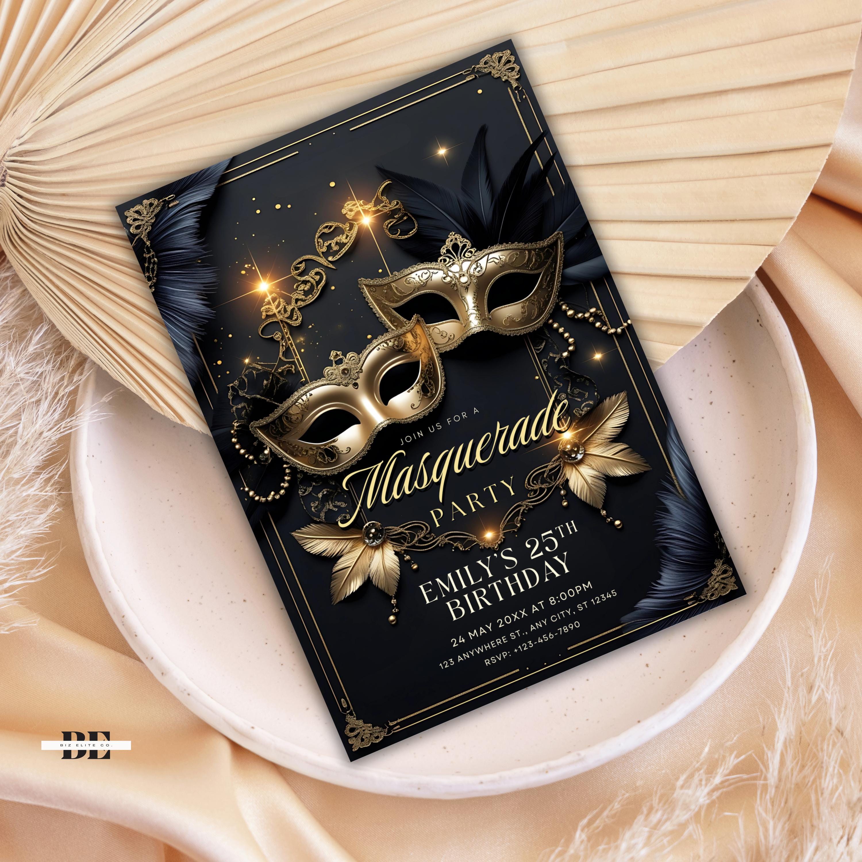 Masquerade Ball Invite, Masquerade Invitation, Masquerade Ball Editable ...