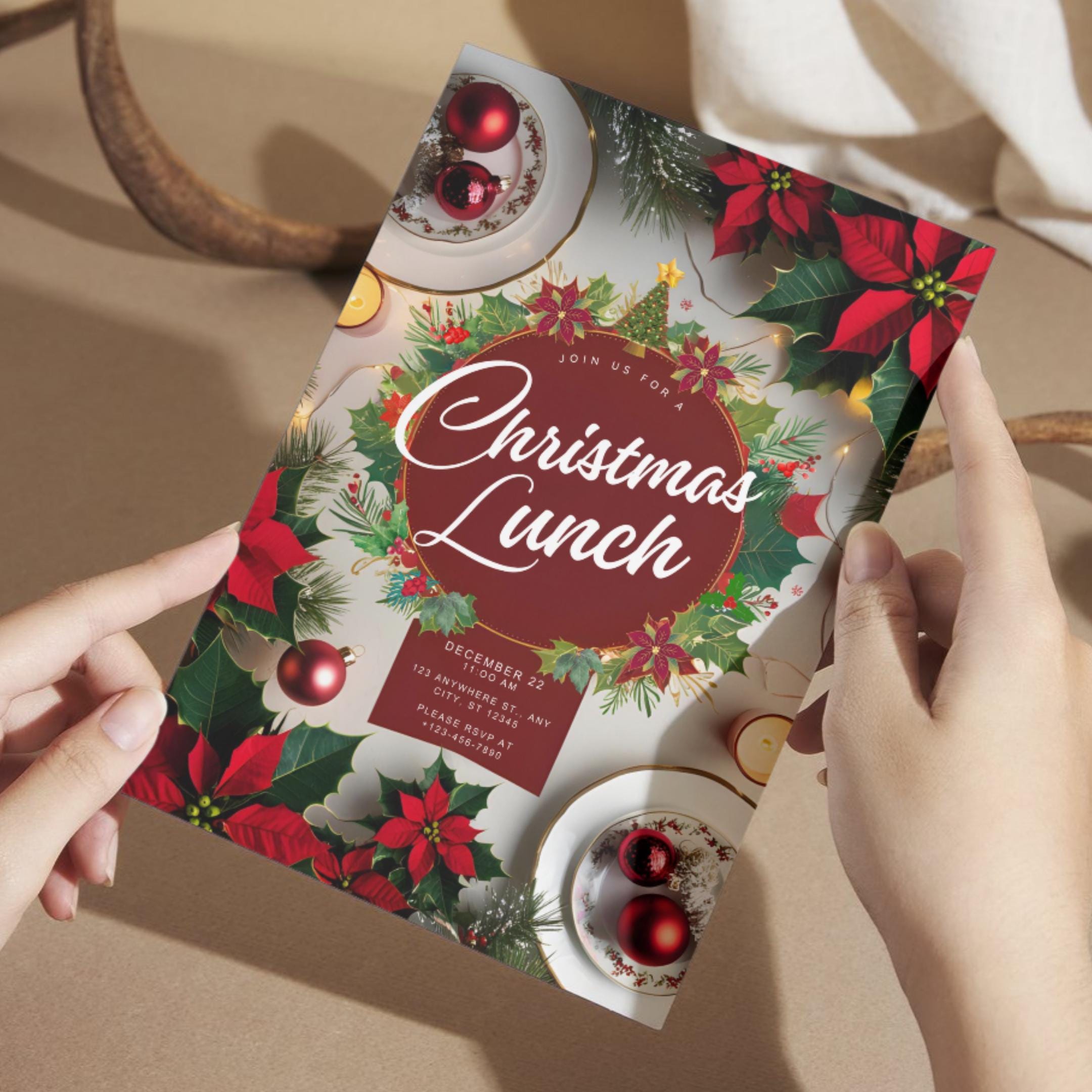 Editable Christmas Luncheon Invitation - Xmas Lunch Invitation, Santa ...