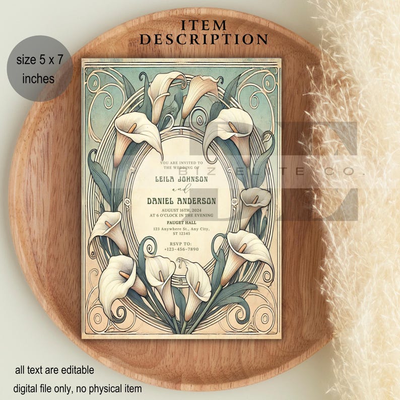 Calla Lily Wedding Invitation | Elegant Floral Save the Date & Bridal ...