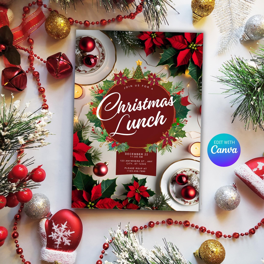 Editable Christmas Luncheon Invitation - Xmas Lunch Invitation, Santa ...