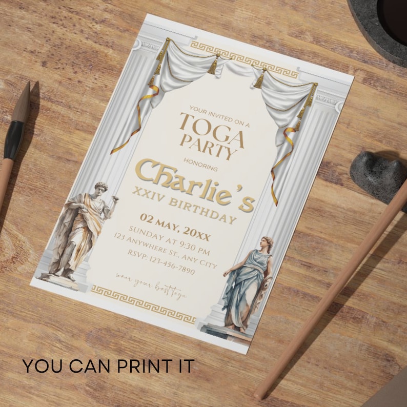 Toga Party Invitation - Ancient Rome Party Ancient Greece Event Toga ...