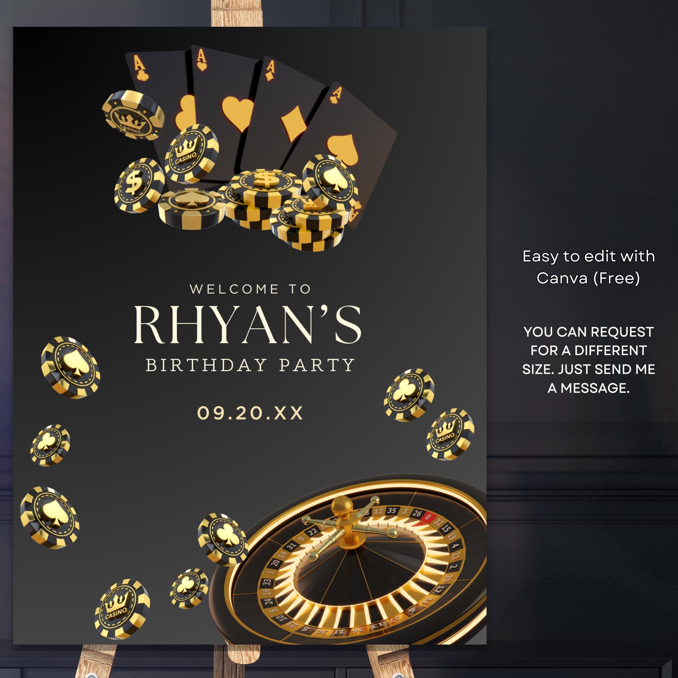 Casino Birthday Welcome Sign Sold Separately Matching Poker Invite ...