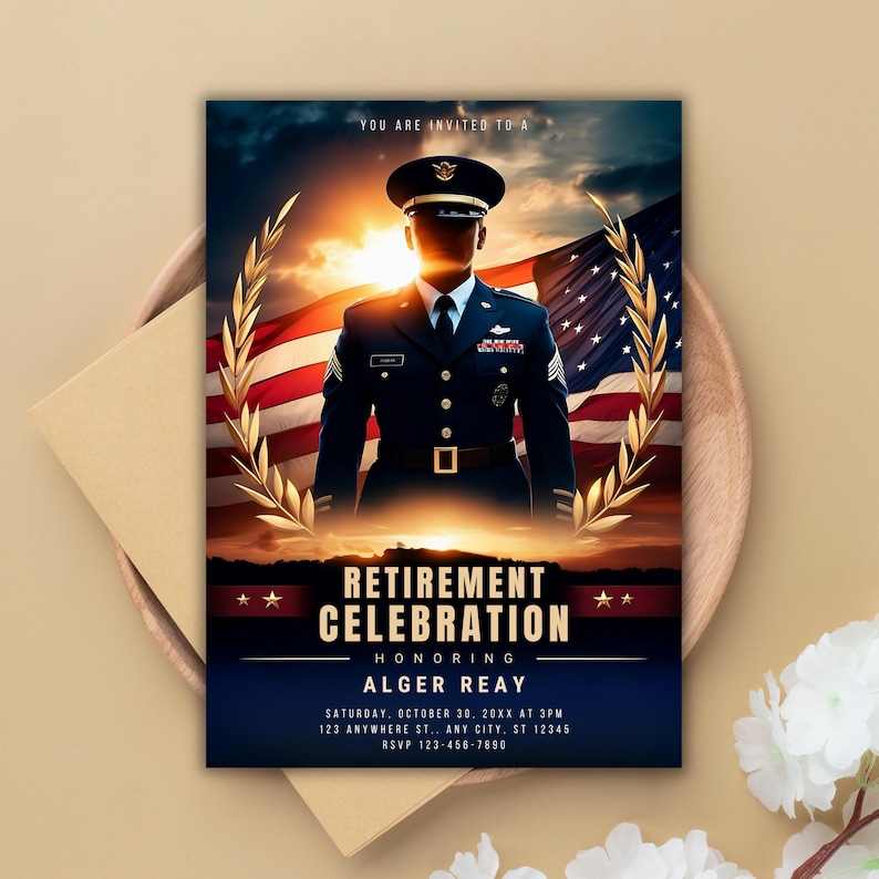 Military Retirement Ceremony Invitation - Personalized Air Force Farewell Invite & Custom ...