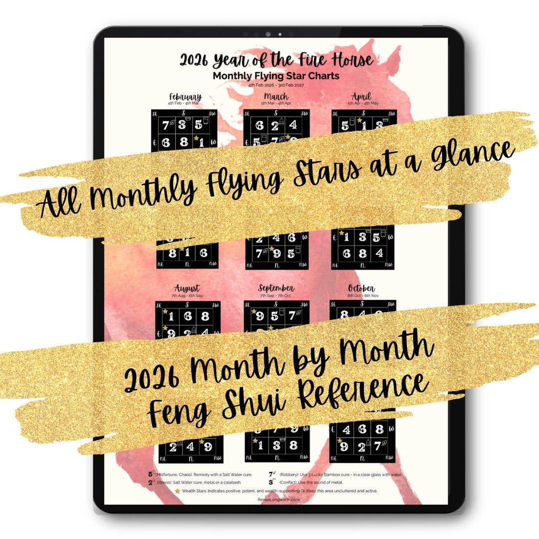 2026 Year of the Horse - Monthly Flying Stars Wall Chart - Etsy