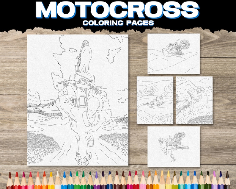 Dirt Bike Coloring Pages for Kids & Adults, Motocross Riders, Real ...