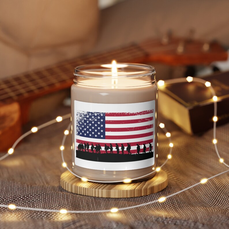 American Flag With Soldiers Scented Soy Candle, 9oz - Etsy