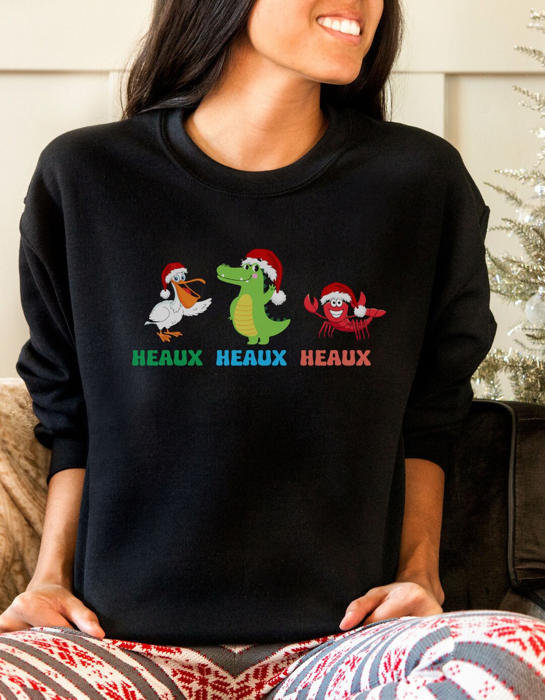 Heaux Heaux Heaux Cajun Christmas Louisiana Aligator Crawfish - Etsy