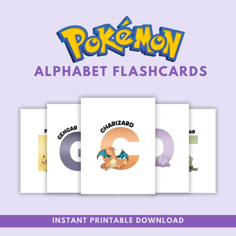 Pokémon Alphabet Flashcards Printable | ABC Letter Cards A–Z ...