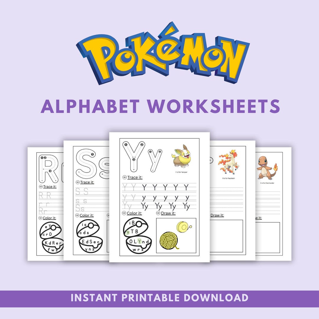 Pokémon Alphabet Printable Bundle | ABC Worksheets, Tracing Pages ...