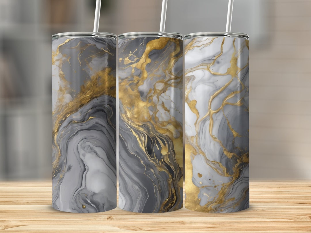 Luxurious Gold Marble Tumbler Wrap, Digital Elegant Marble Png, Gray ...