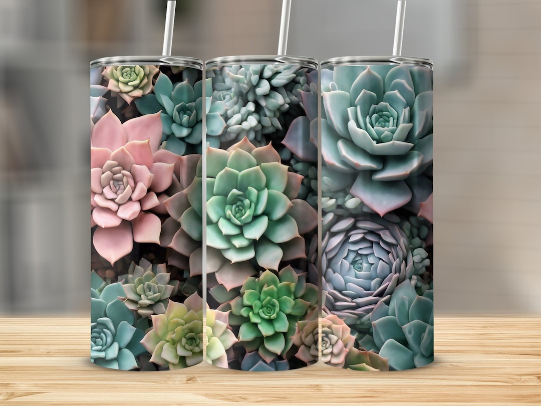 Succulent Tumbler Wrap: Floral Pattern Design (digital Download) - Etsy
