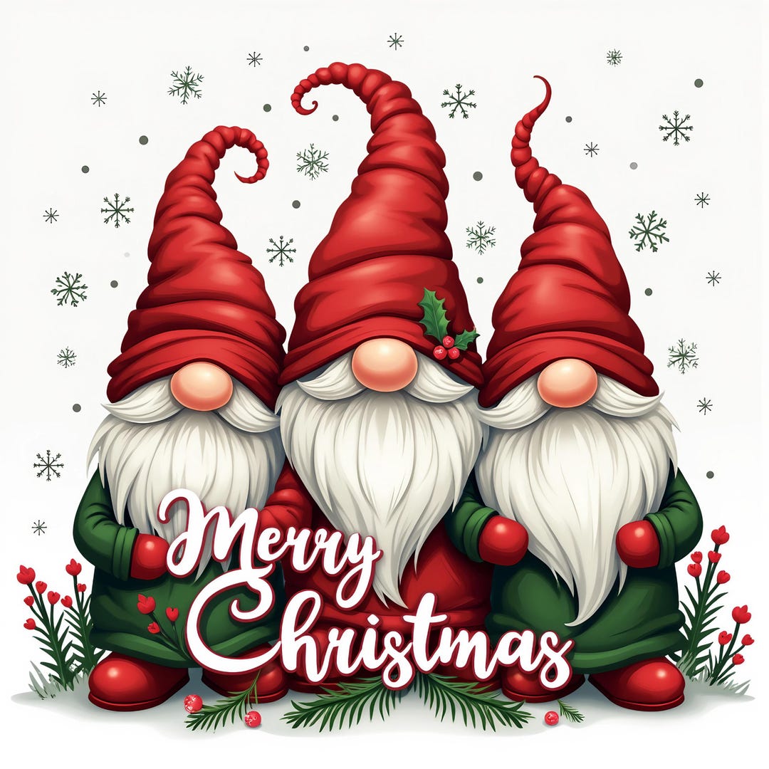 Christmas Gnome Clipart, Holiday Gnome Art, Merry Christmas Digital ...