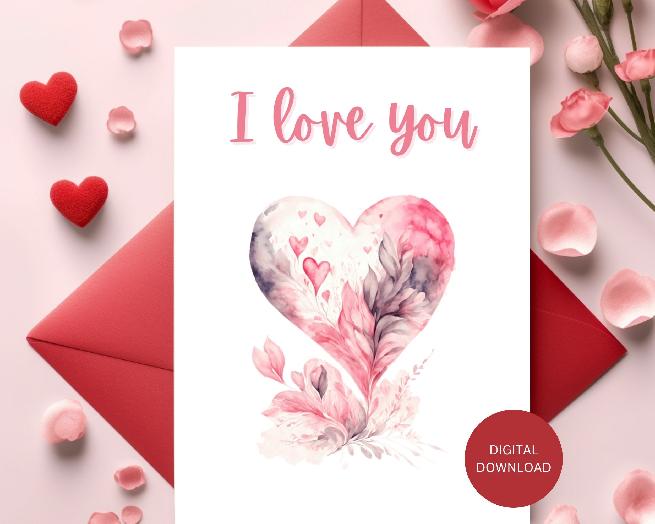 Printable Valentine's Day Card Instant Download, 'I Love You' - Etsy