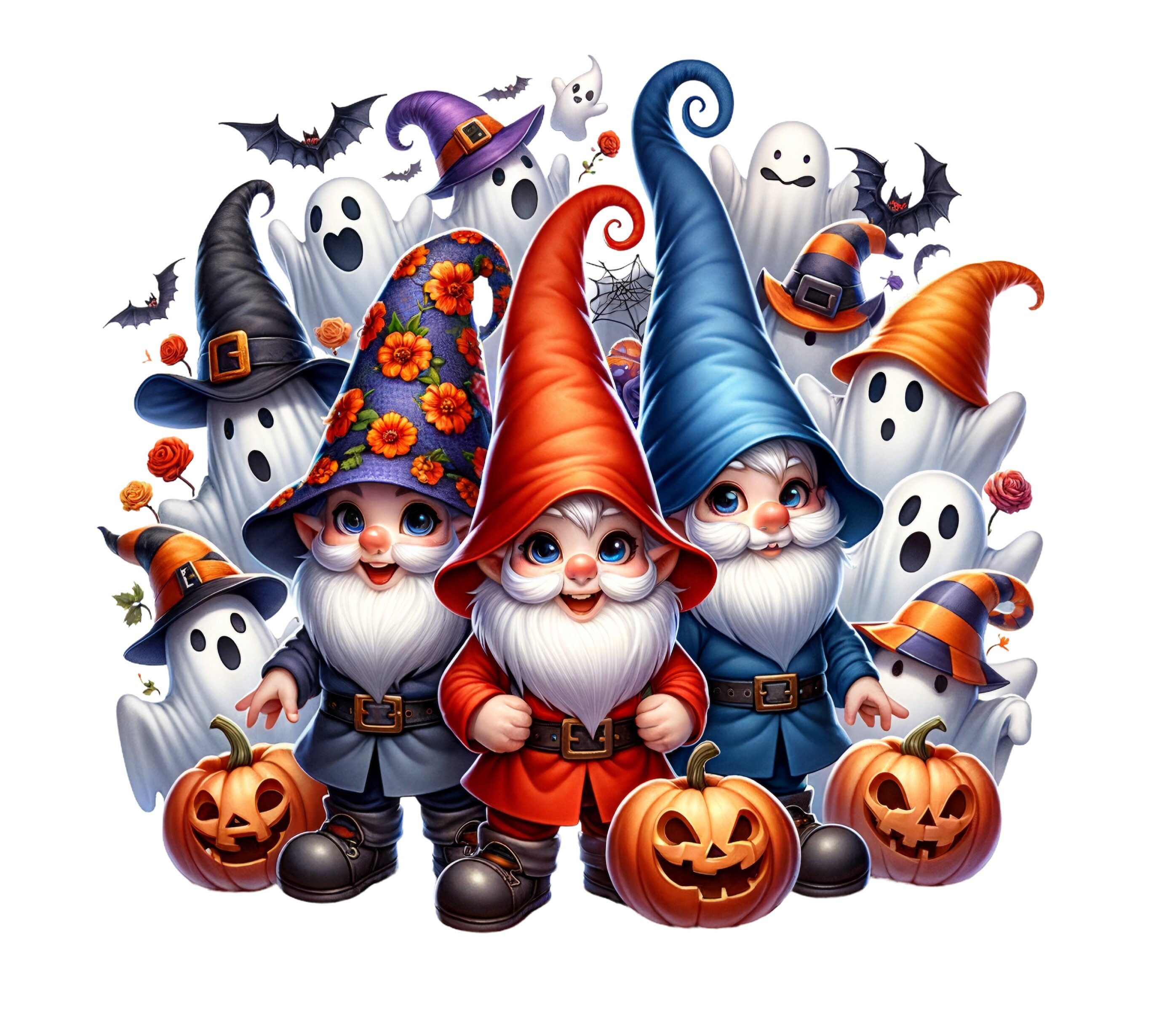 Halloween Gnomes Clipart, Cute Gnomes Ghosts PNG, Fall Harvest Clipart ...