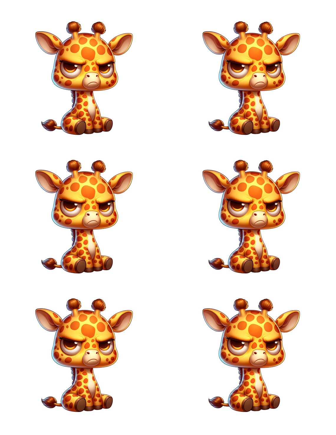 Grumpy Animal Clipart, Cute Cartoon Animals, Digital Download for ...