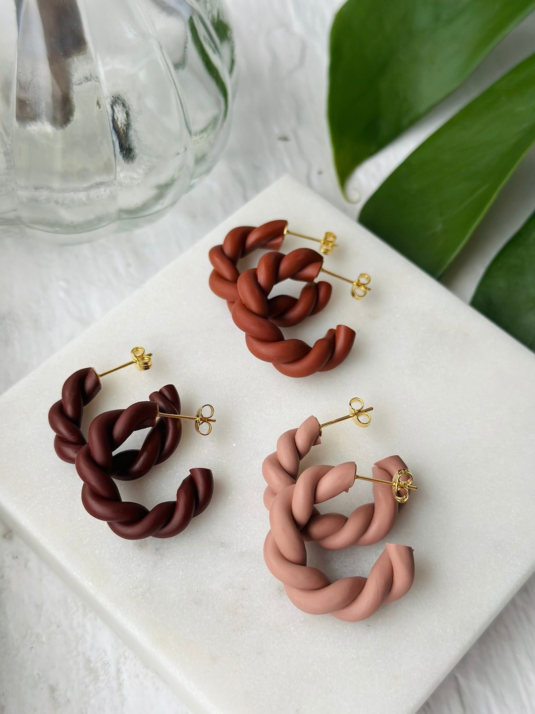 Twisted Hoop Polymer Clay Earrings - Etsy