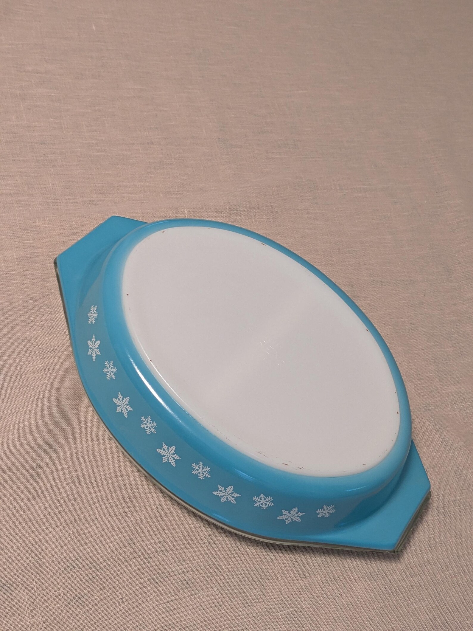 1960s Vintage MCM Pyrex Snowflake Casserole Turquoise Snowflake Separated Casserole Dish W Glass ...