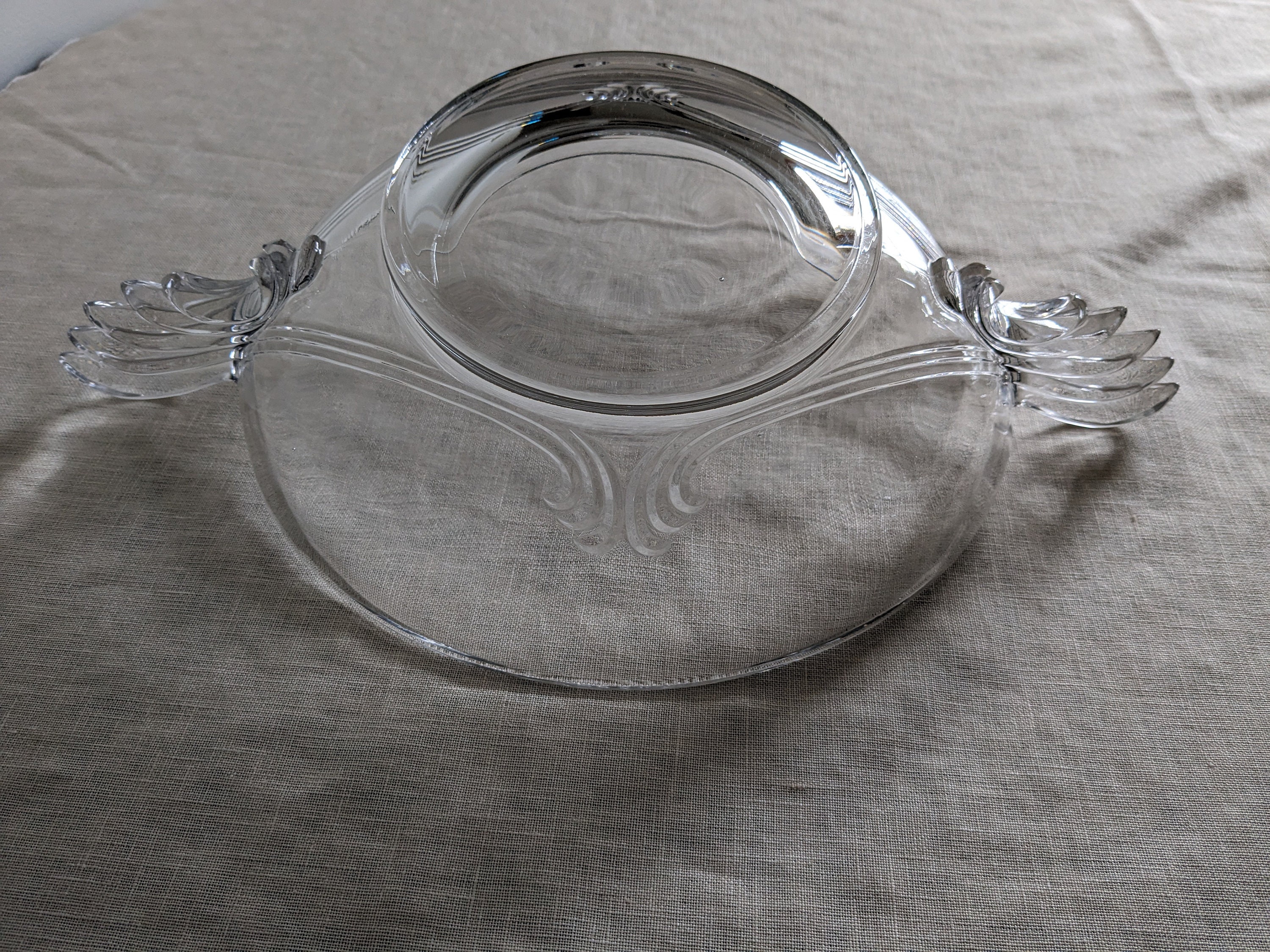 1930-1960s Vintage Fostoria Clear Glass Oval Winged Baroque Style Bowl ...