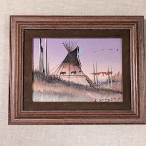 1986 Johnny Yazzie Oil Painting in Original Wood Frame. Vintage Yazzie ...