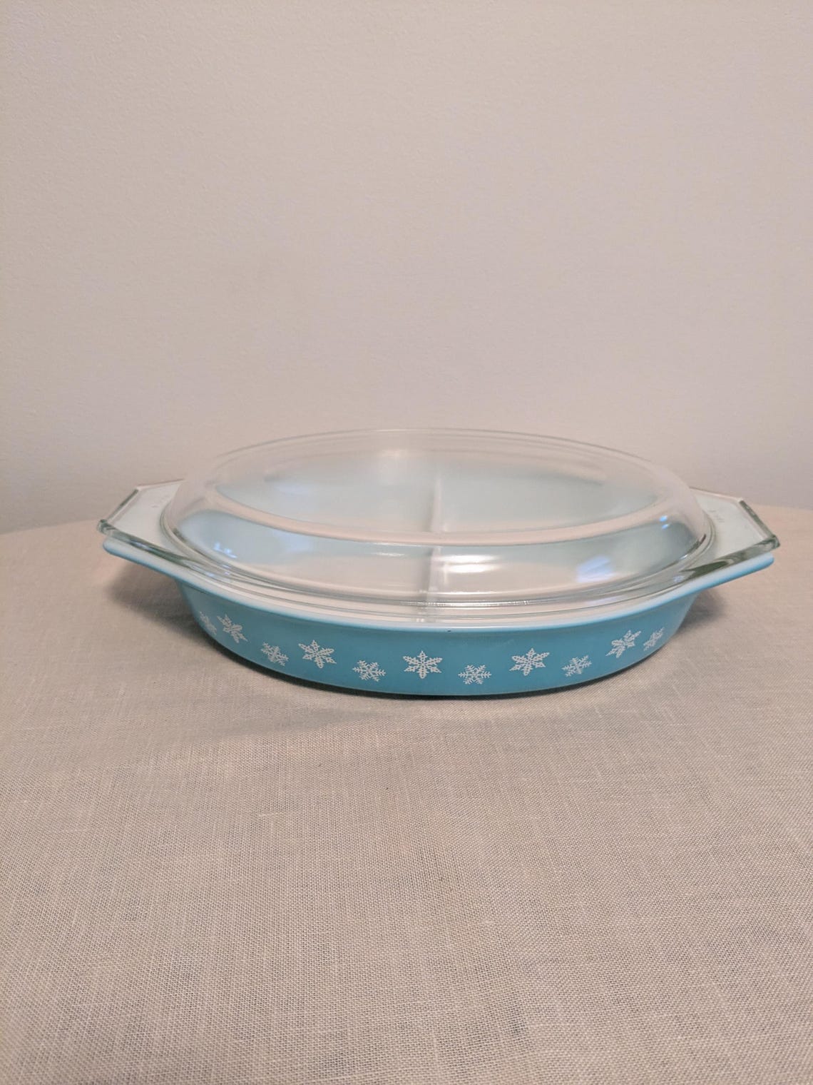 1960s Vintage MCM Pyrex Snowflake Casserole Turquoise Snowflake ...